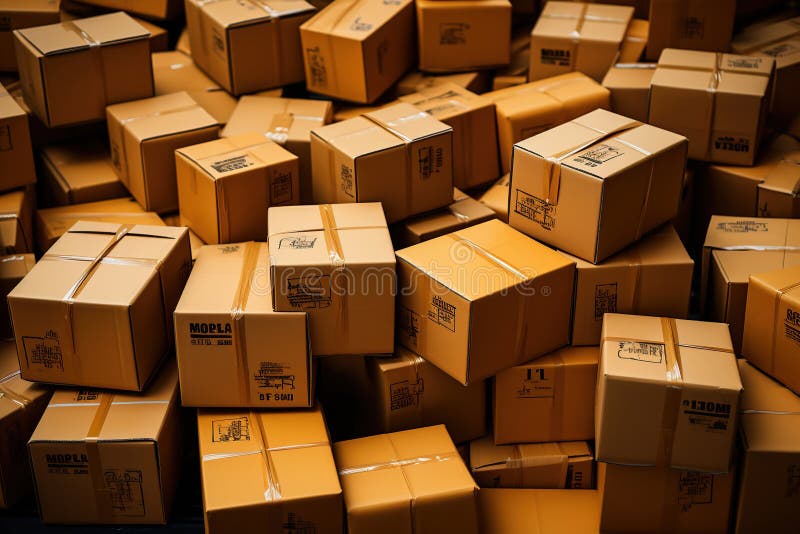 A Large Pile of Boxes Stacked on Top of Each Other Stock Illustration ...