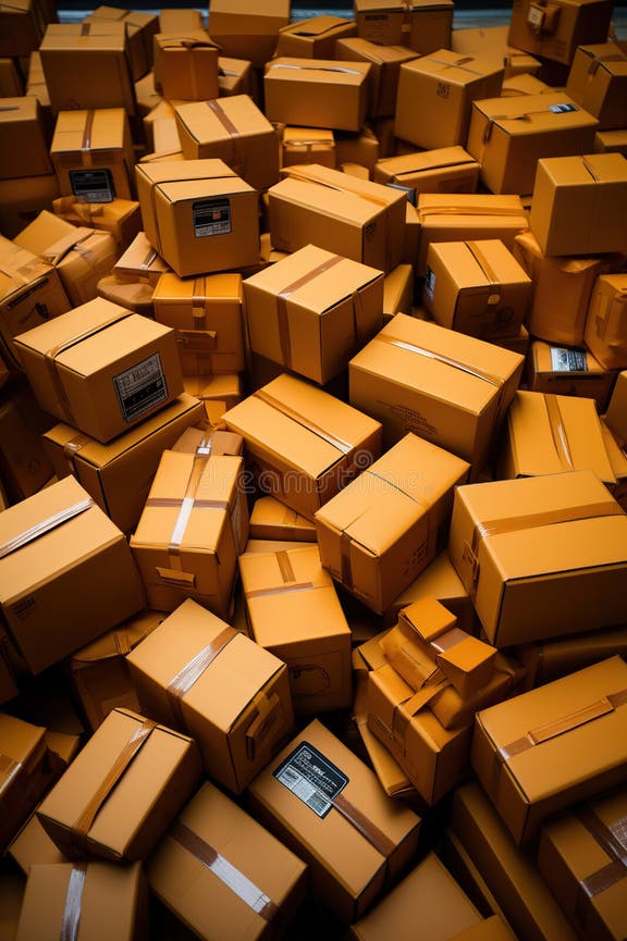A Large Pile of Boxes Stacked on Top of Each Other Stock Illustration ...