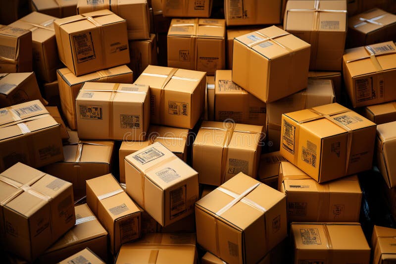 A Large Pile of Boxes Stacked on Top of Each Other Stock Image - Image ...