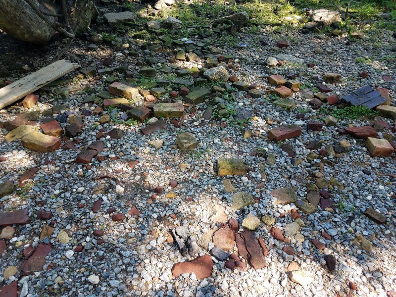 Large Pile or Broken Bricks or Masonry and Rocks Stock Photo - Image of ...