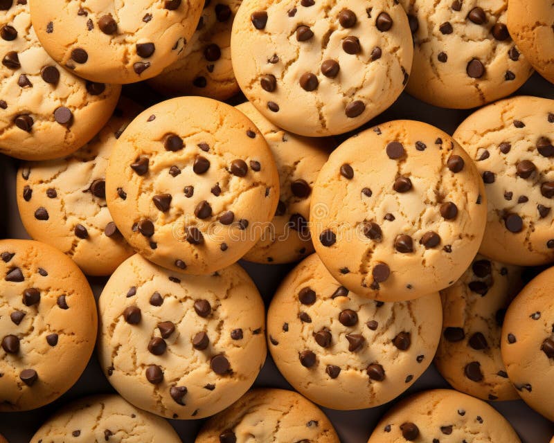 A Large Pile of Chocolate Chip Cookies Stock Illustration ...