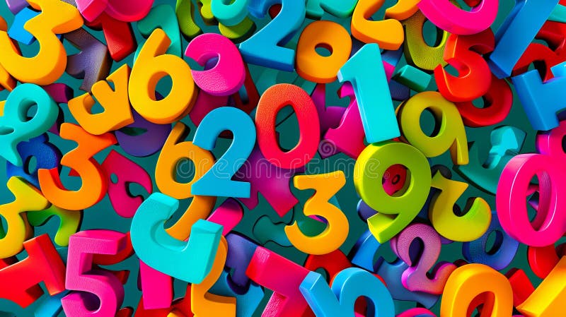 A Large Pile of Colorful Numbers Stock Photo - Image of generated ...