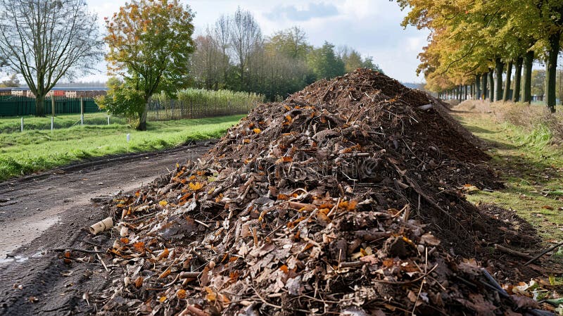 A Large Pile of Compost in a Field, with Trees in the Background Stock ...