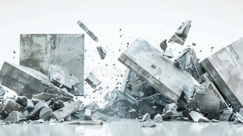 A Large Pile of Concrete Blocks is Being Smashed Stock Image - Image of ...