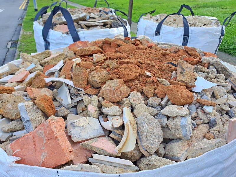Large Pile of Construction Waste in Debris Bags Stock Photo - Image of ...