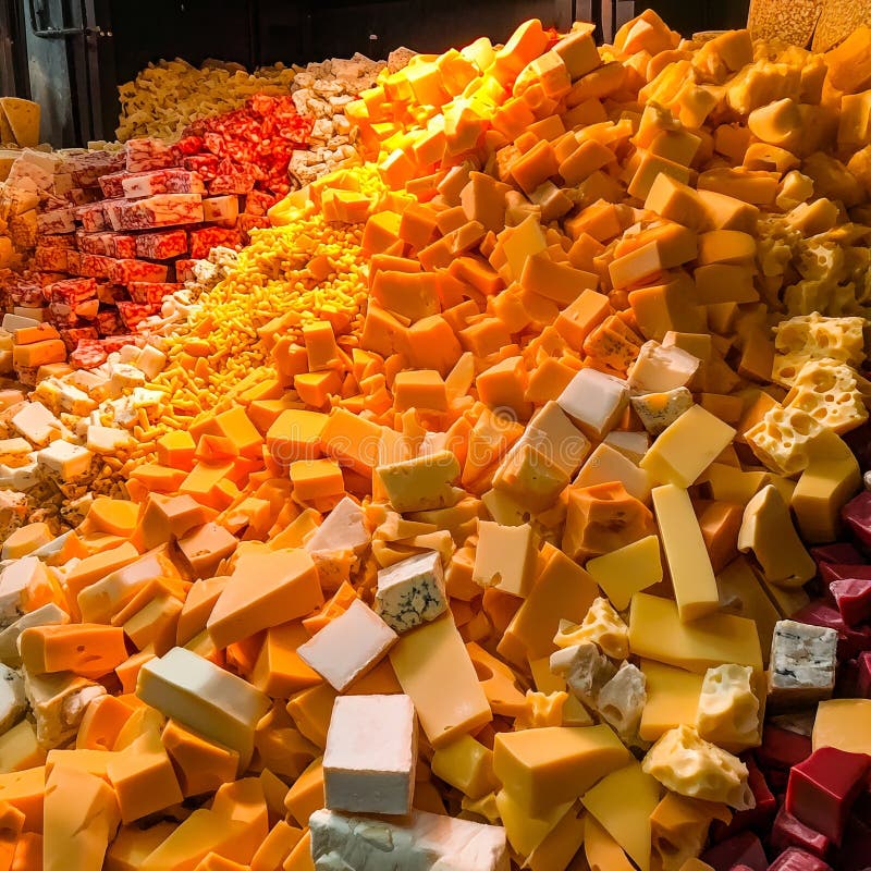 A Large Pile of Different Types of Cheese on Display Stock Image ...