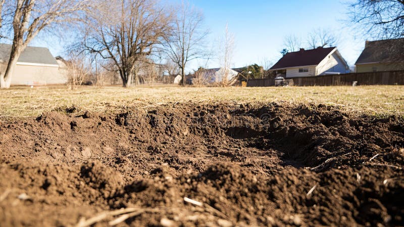 A Large Pile of Dirt in the Middle of a Yard Stock Photo - Image of ...