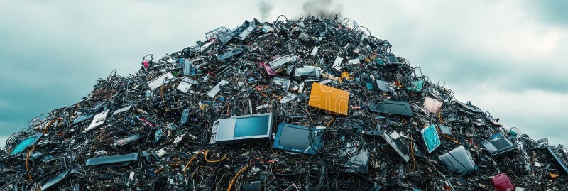 Large Pile of Discarded Electronic and Mobile Devices in E-waste ...