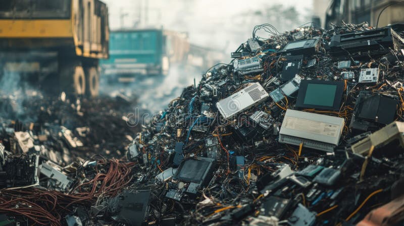 Massive Mountain of Electronic Waste with Broken Electronic Devices at ...