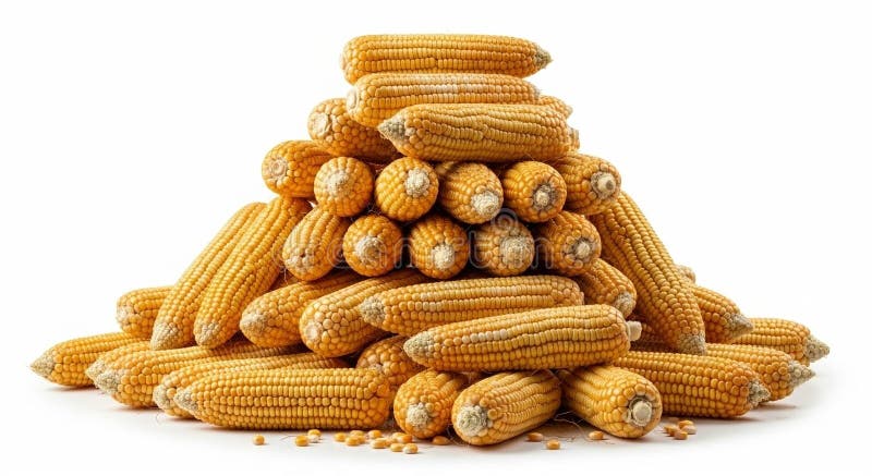 Pile of Dried Corn Cob on White Background Stock Illustration ...