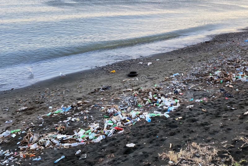 A Large Pile of Garbage from Plastic Bottles on the Shore of the Sea ...