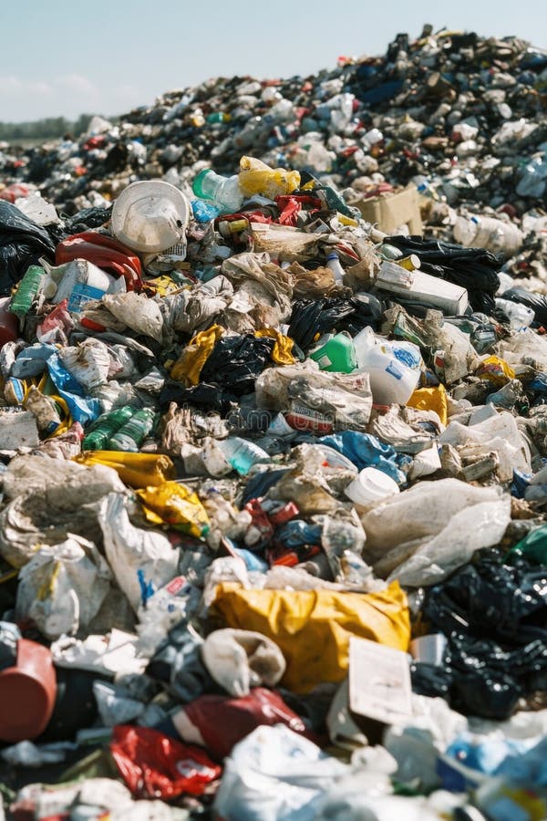 A Large Pile of Garbage Sitting on a Field Stock Photo - Image of ...
