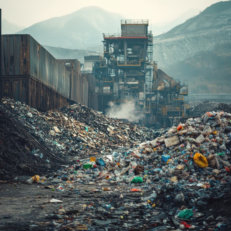 A Large Pile of Garbage and Waste Materials in an Outdoor Environment ...