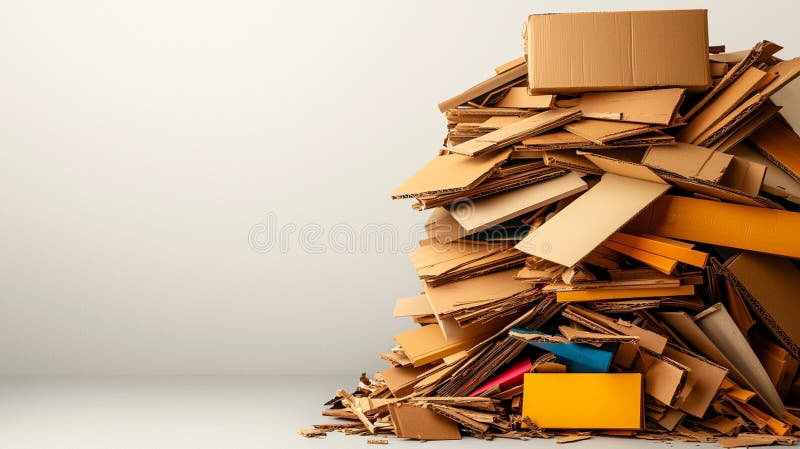 Large Pile of Mixed Cardboard Waste Including Boxes and Packaging ...