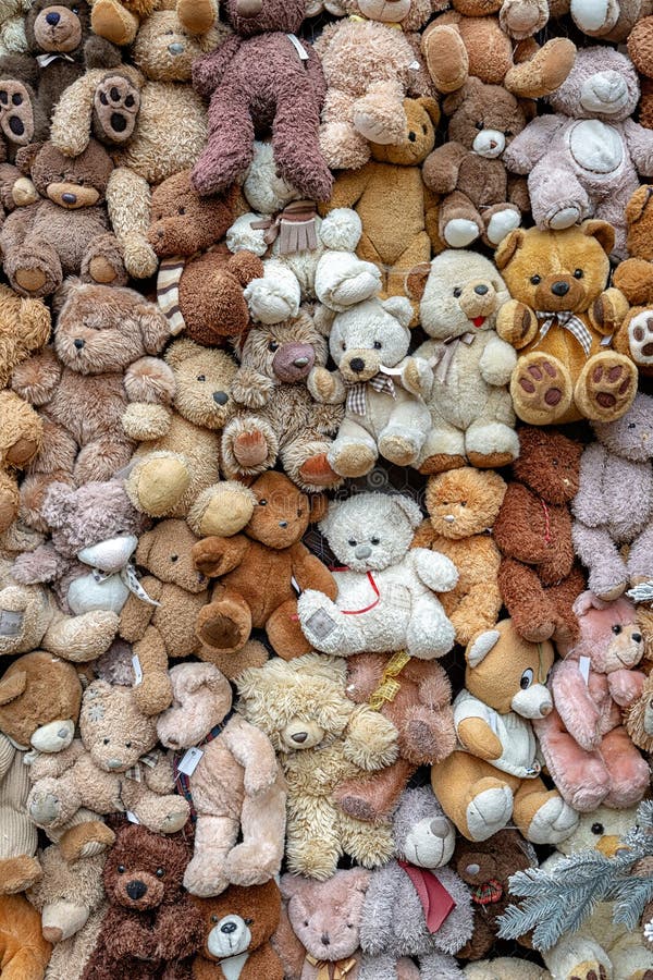 A Large Pile of Multicolored Teddy Bears Toys As a Background Texture ...