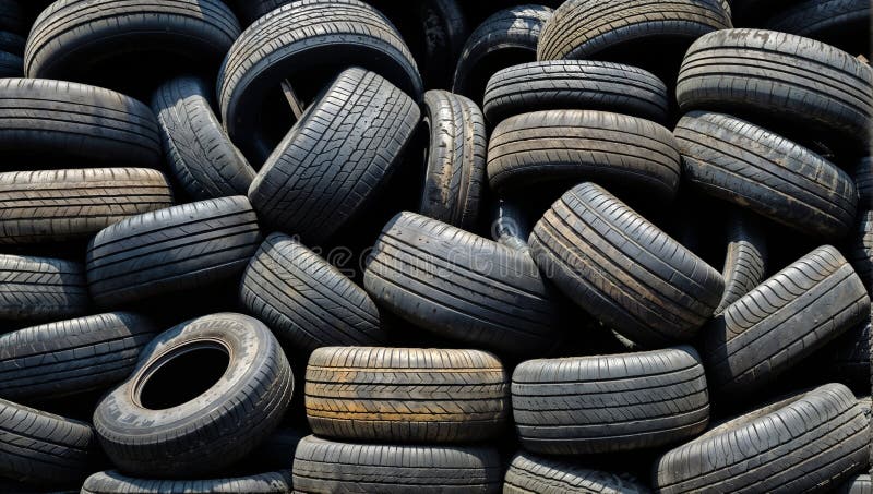 A Large Pile of Old Used Car Tires Stock Illustration - Illustration of ...