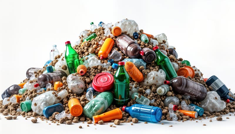 Large Pile of Plastic Rubbish Forms Mound. Mixed Plastic Bottles ...
