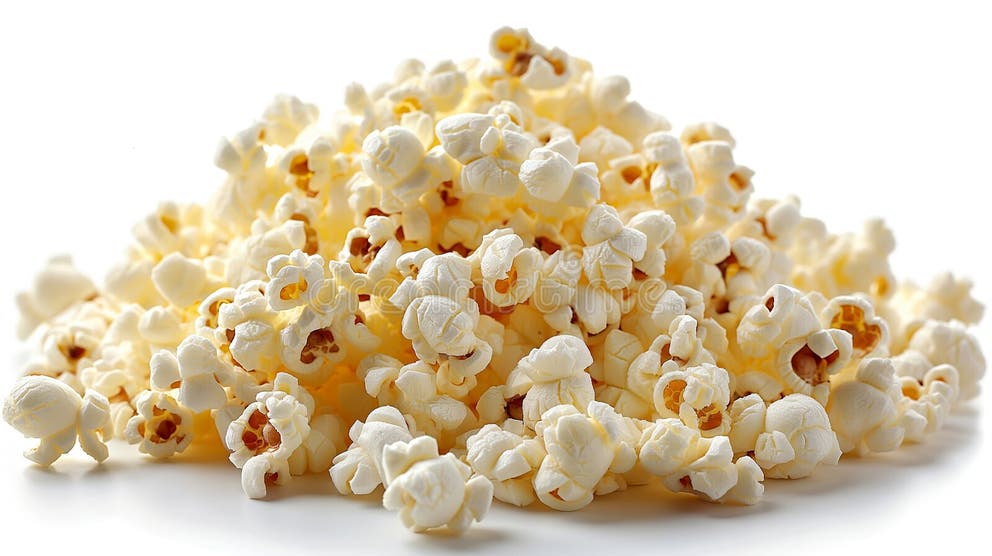 A Large Pile of Popped Popcorn Kernels on White Stock Illustration ...