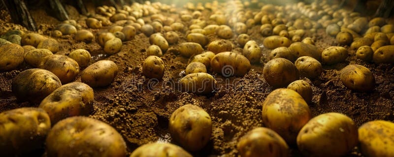 A Large Pile of Potatoes in the Dirt Stock Image - Image of large ...