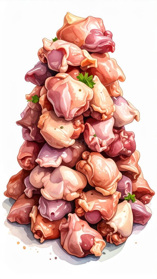 Large Pile of Raw Chicken Pieces in a Cone Shape Stock Illustration ...