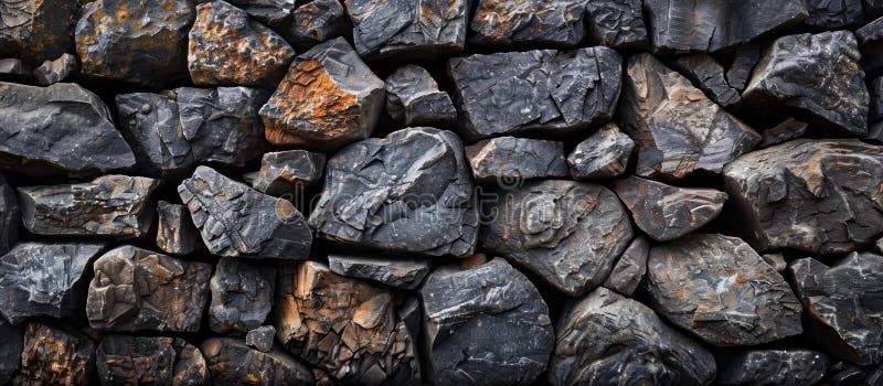 Large Pile of Rocks Arranged in a Wall Formation Stock Image - Image of ...