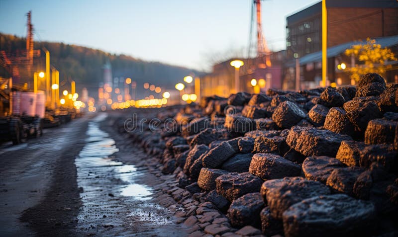 Large Pile of Rocks on Roadside Stock Photo - Image of site, road ...