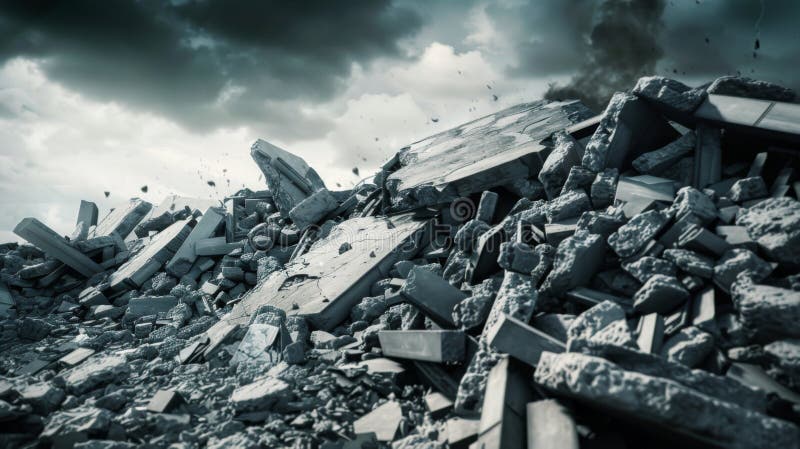 Large Pile of Rubble Against Sky Stock Image - Image of urban ...