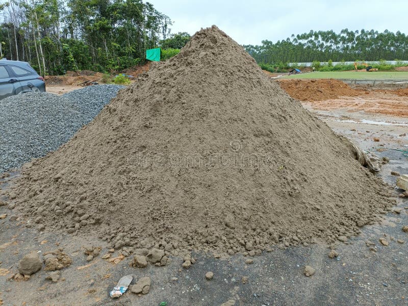 Large Pile of Sand at a Construction Site Stock Image - Image of rock ...