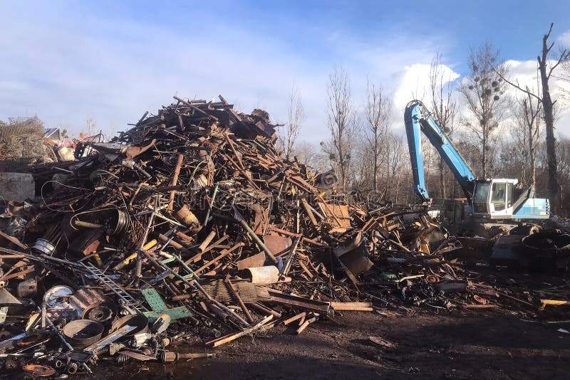 A Large Pile of Scrap Metal Awaits Processing, Metal Sorting Stock ...