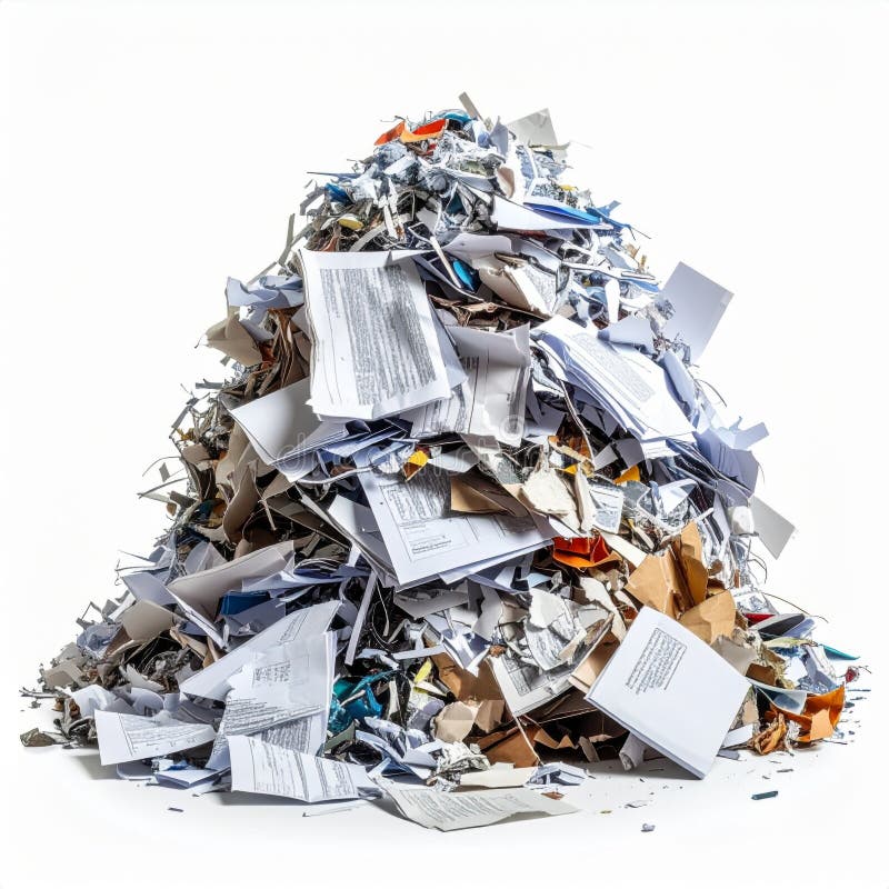Large Pile of Shredded Paper on White Background Stock Illustration ...
