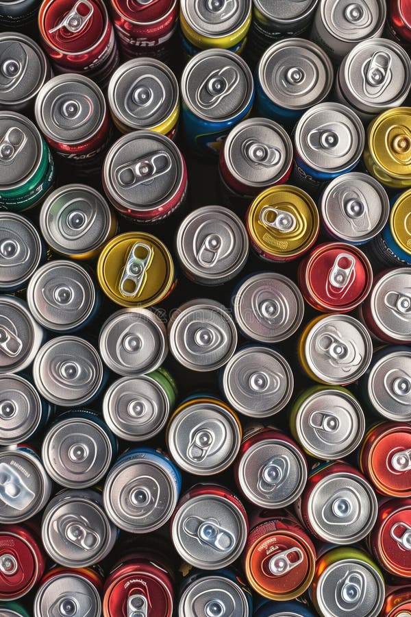 A Large Pile of Soda Cans Stacked on Top, Potential for Commercial Use ...