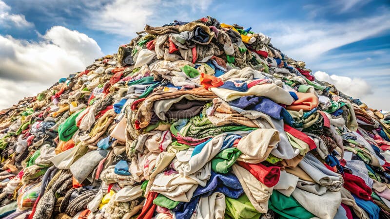 Large Pile Stack of Textile Fabric Clothes and Shoes. Concept of ...