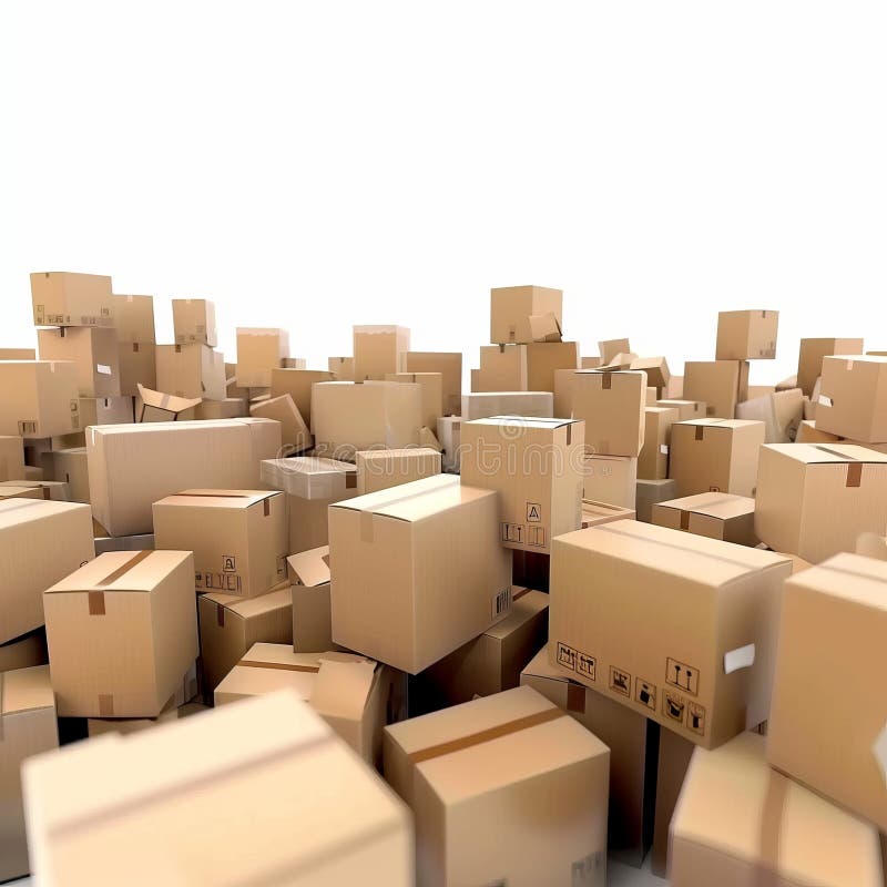 A Large Pile of Stacked Cardboard Boxes in Various Sizes, Ready for ...