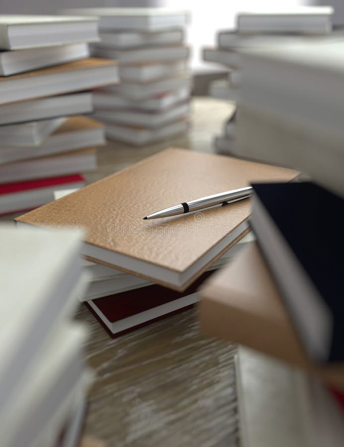 Large Piles of Study Books 3d Render Stock Illustration - Illustration ...