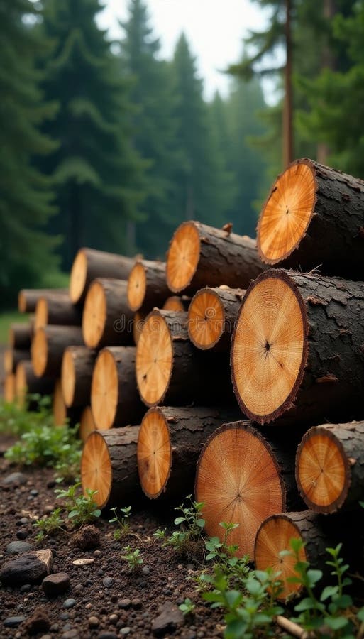 Large Pile of Tree Stumps Leftover from Logging Nature Forestry Tree ...