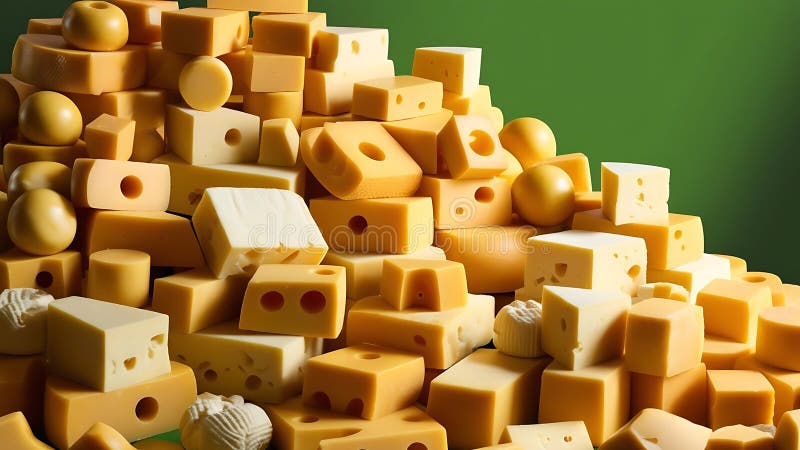 A Large Pile of Various Cheeses Stock Illustration - Illustration of ...