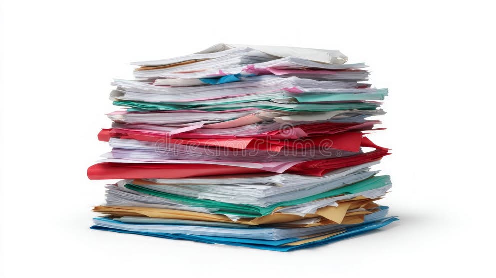 Stack of Colorful Documents on White Background. Neural Network AI ...