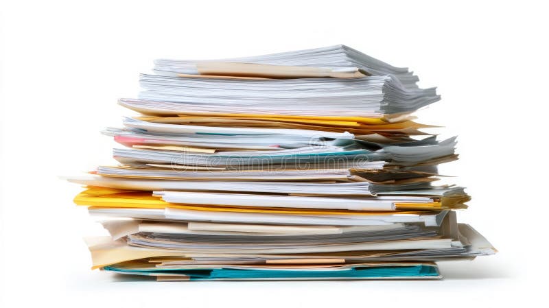 Stack of Colorful Documents on White Background. Neural Network AI ...