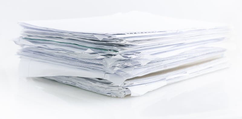 Large Pile of Waste Paper Isolated on White, Ready for Recycling Stock ...