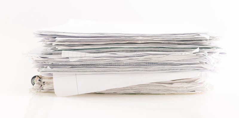 Large Pile of Waste Paper Isolated on White, Ready for Recycling Stock ...