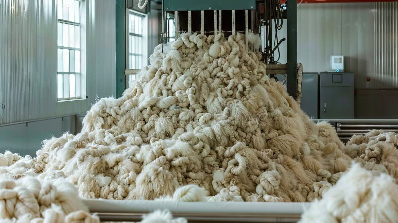 A Large Pile of White Wool in a Factory Stock Image - Image of textile ...