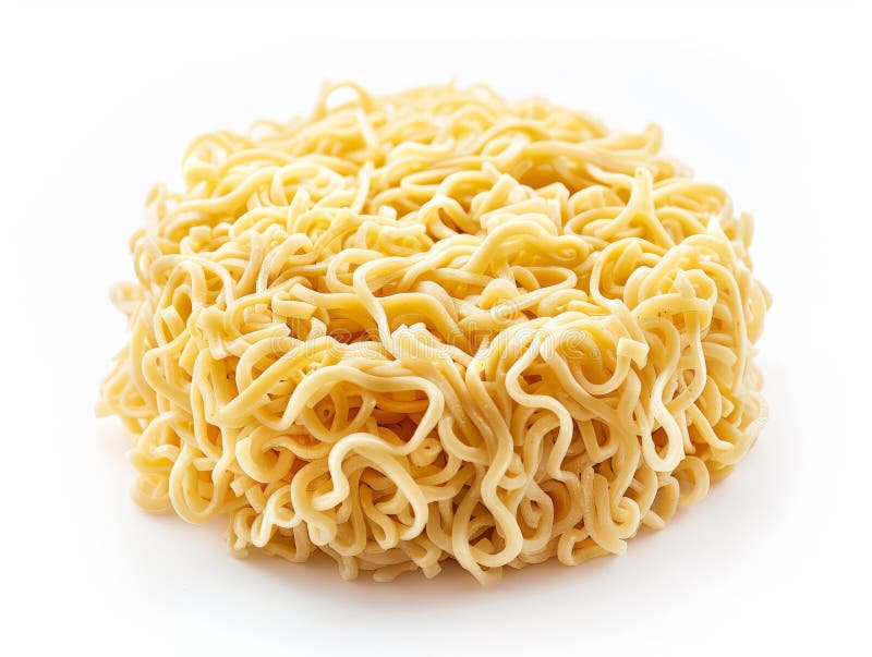 Large Pile of Yellow Dry Instant Noodles on a White Background Stock ...