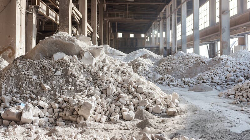 Large Piles of Raw Limestone at Cement Plant Industrial Mining Site ...