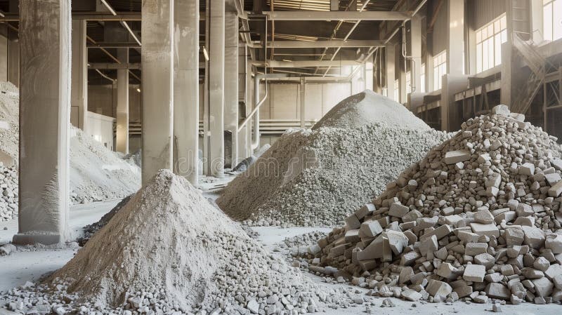 Large Piles of Raw Limestone at Cement Plant Industrial Mining Site ...