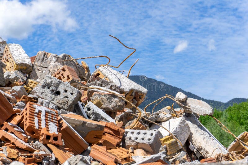 Large Piles of Rubble and Broken Bricks and Cinder Blocks from ...