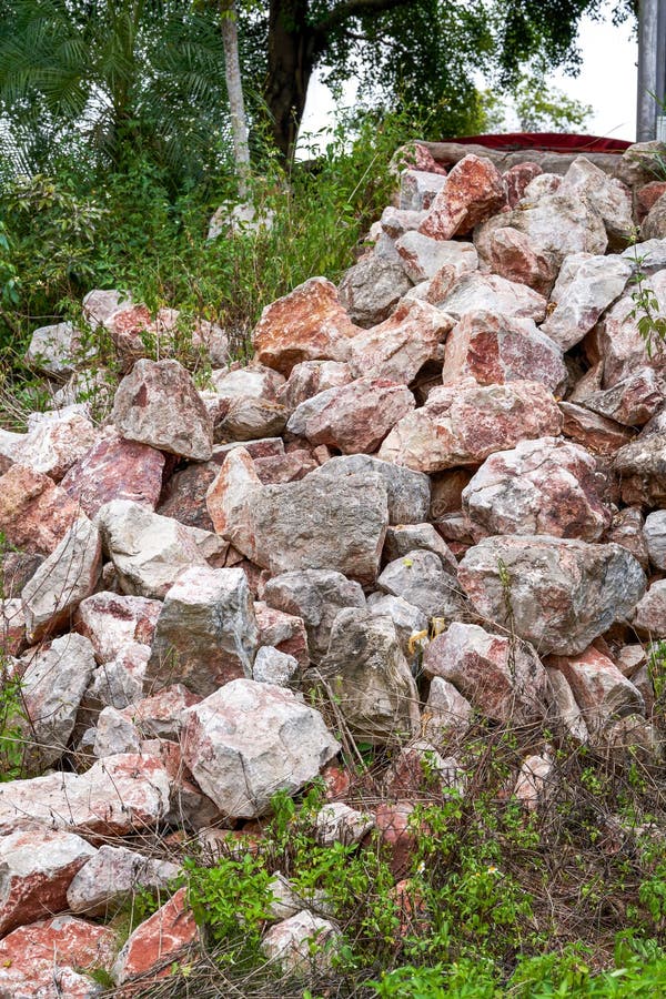 Large Piles of Rubble Produced by Blasting Mountains in the Wild Stock ...