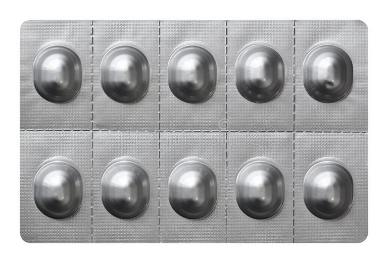 Large Pills in Silver Foil Blister Wrap Stock Image - Image of headache ...