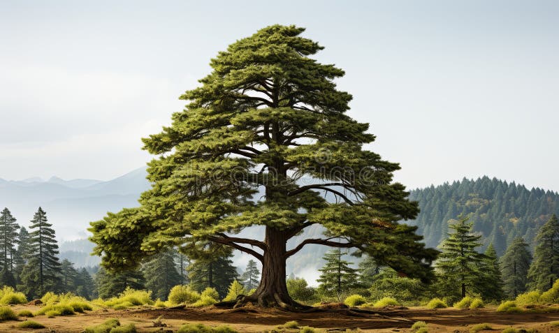 Large Pine Tree Standing in Field Stock Photo - Image of countryside ...
