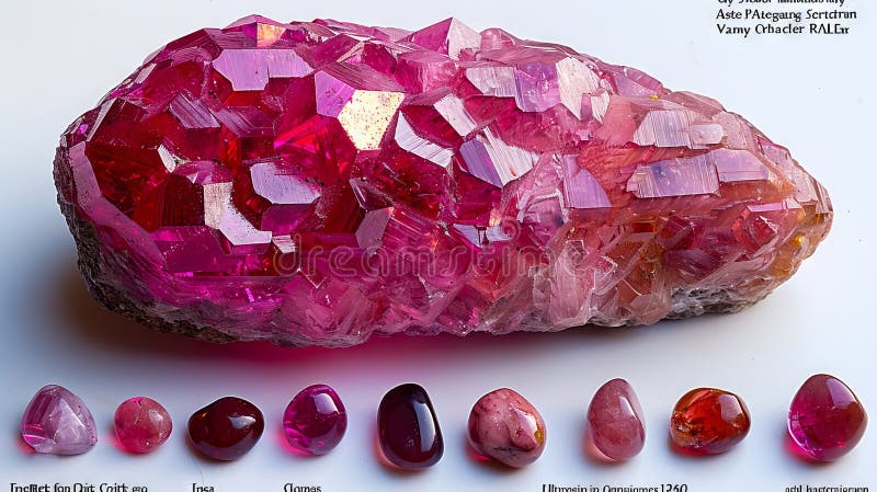 A Large Pink Crystal with Different Sizes Stock Image - Image of ...