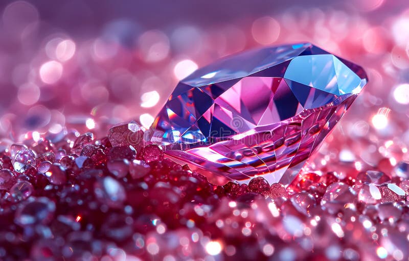 Large Pink Diamond is Surrounded by Small Pink Diamonds. Stock Photo ...